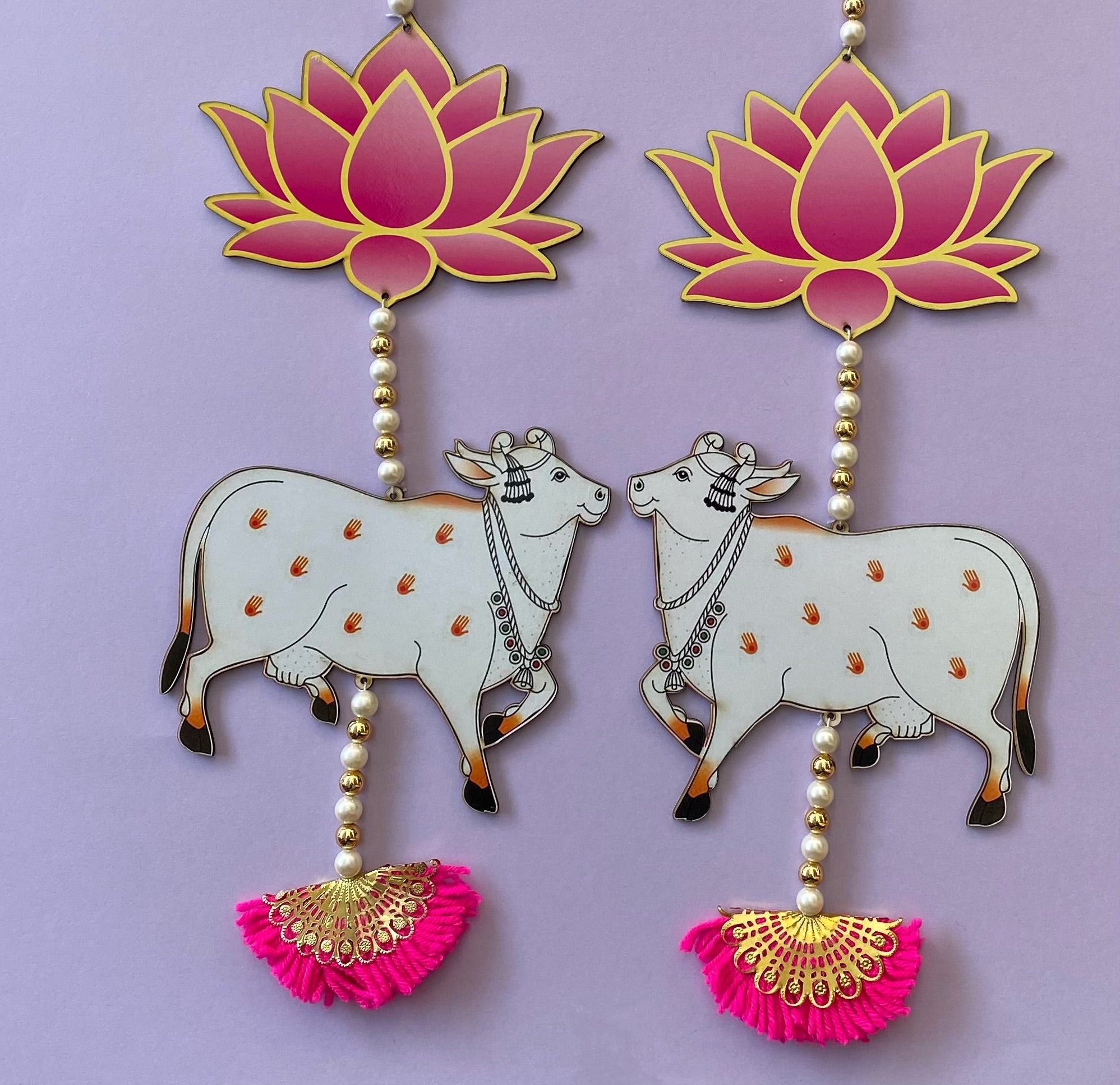 Lotus and Cow Wall Hangings (Set of 2) – Desi Favors Australia